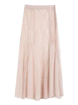 Topshop Lace Maxi Flared Skirt - Pink