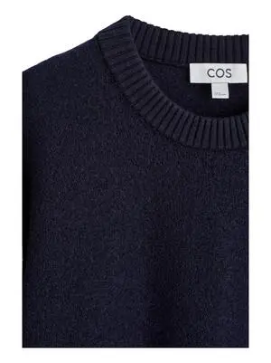 Cos Boiled-wool Crew-neck Sweater - Navy