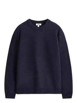 Cos Boiled-wool Crew-neck Sweater - Navy