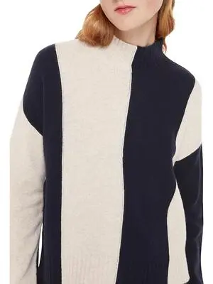 Whistles Wool Funnel Neck Sweater - Navy/multi