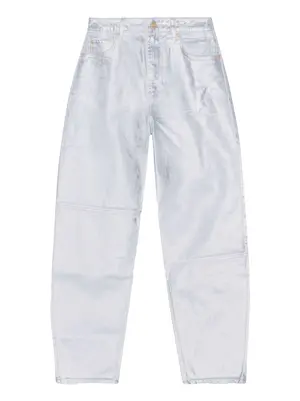 GANNI Metallic-finish Organic-cotton Tapered Jeans - Silver