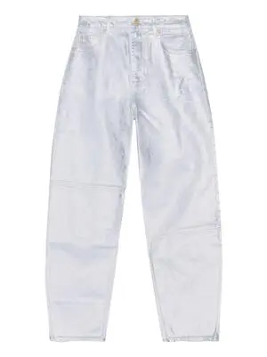 GANNI Metallic-finish Organic-cotton Tapered Jeans - Silver