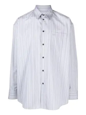 Off-White Oversized Striped Cotton Shirt - Grey