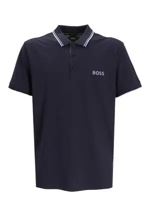 BOSS Logo-embroidered Cotton-blend Polo Shirt - Blue