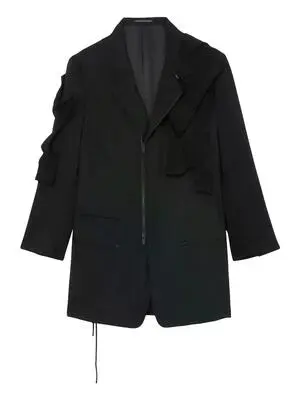 Yohji Yamamoto Draped Single-breasted Zip-up Blazer - Black