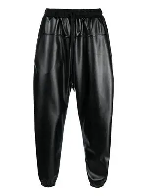 Alchemy Fashions Faux-leather Elastic-waist Trousers - Black