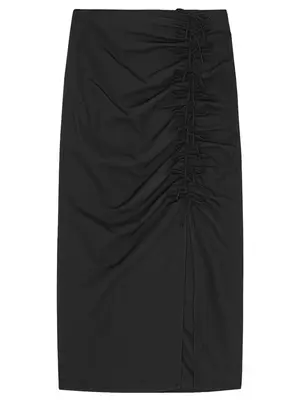 GANNI Draped Midi Skirt - Black