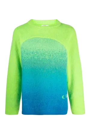 ERL Gradient Intarsia-logo Jumper - Green