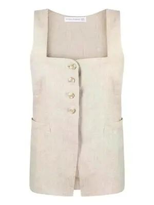 Faithfull The Brand Maya Square-neck Linen Vest - Neutrals