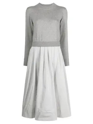 Peserico Knitted-panel Flared Midi Dress - Grey