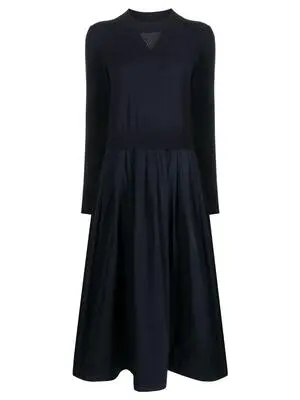 Peserico Knitted-panel Flared Midi Dress - Blue