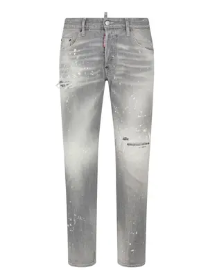 Dsquared2 Distressed Paint-splatter Jeans - Grey