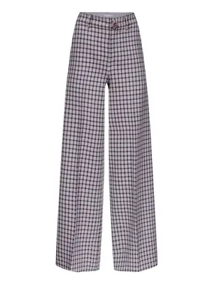 AREA Checked Wide-leg Trousers - Purple