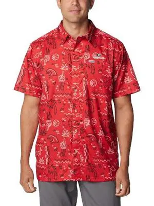 Columbia Georgia Bulldogs Super Slack Tide Omni-wick Button-up Shirt - Red