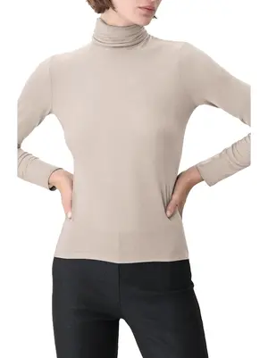 Oroblu Oroblu Perfect Line Modal & Cashmere Blend Turtleneck Top Beige