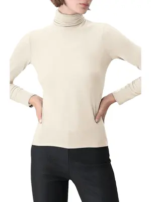 Oroblu Oroblu Perfect Line Modal & Cashmere Blend Turtleneck Top Ivory