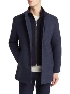 Johnston & Murphy Upton Bib Insert Wool-blend Car Coat - Navy