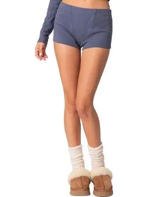EDIKTED Rebekah Ribbed Shorts - Blue
