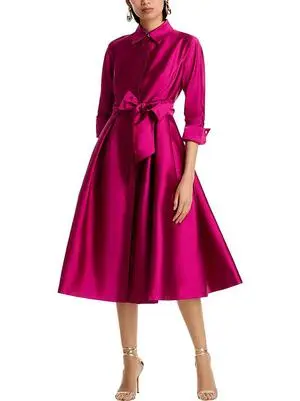 Rickie Freeman For Teri Jon Taffeta Shirt Dress - Magenta
