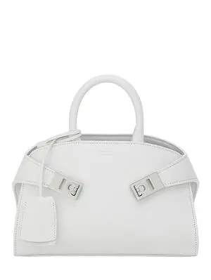 FERRAGAMO Hug Soft Mini Leather Crossbody - Optic White/silver