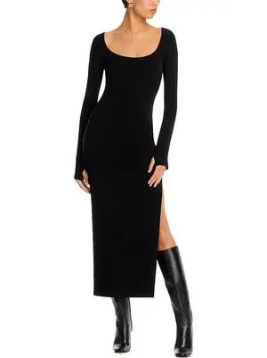Norma Kamali Long Sleeve Side Slit Gown - Black