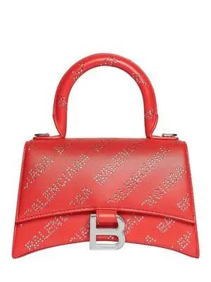 Balenciaga Hourglass Xs Handbag With Rhinestones - Red