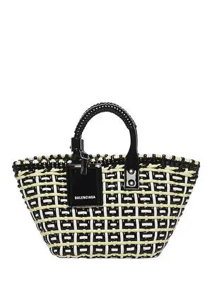 Balenciaga Bistro Mini Basket With Strap - Yellow Multi