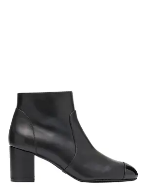 STUART WEITZMAN Yuliana Leather Cap-toe Booties - Black