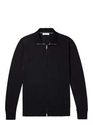 Mr P. Richard Merino Wool Zip-up Cardigan - Black