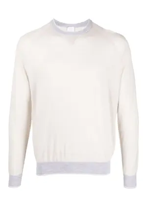 Eleventy Round-neck Wool Jumper - Neutrals