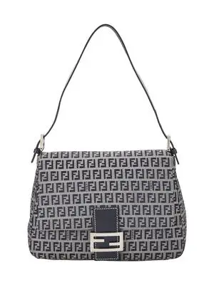 Fendi Zucchino Canvas Mama Shoulder Bag - Navy