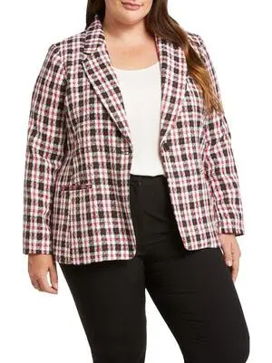 TAHARI ASL Tahari ASL Plaid Tweed Blazer