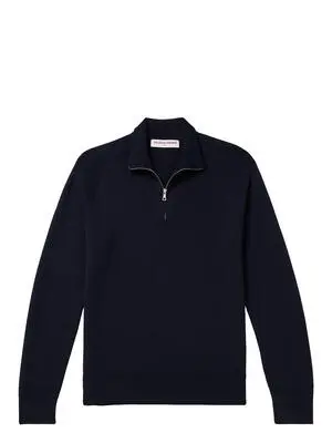 Orlebar Brown Lennard Merino Wool Half-zip Sweater - Blue