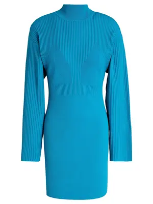 Herve Leger Ribbed-knit Mini Dress - Teal