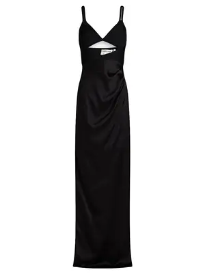 Herve Leger Bandage-paneled Draped Satin Gown - Black