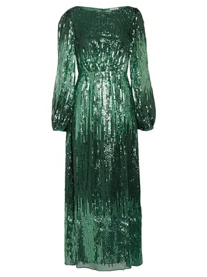 Rixo Coco Sequined Maxi Dress - Green