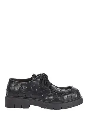 Bottega Veneta Haddock Leather Derby Shoes - Black