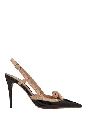 Valentino Garavani 100mm Rockstud Bow Slingback Pumps - Black