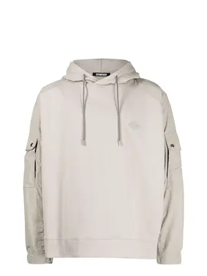 SPOONYARD Logo-appliqué Panelled Hoodie - Neutrals