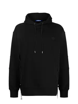 SPOONYARD Logo-appliqué Paneled Hoodie - Black