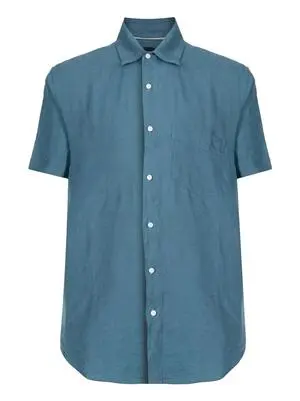 OSKLEN Short-sleeve Linen Shirt - Blue
