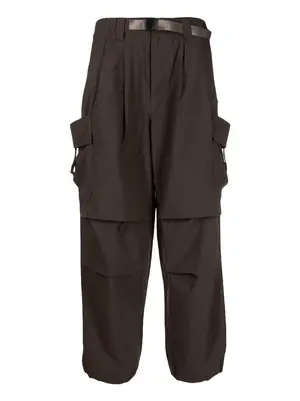 SPOONYARD Logo-appliqué Belted Cargo Trousers - Brown