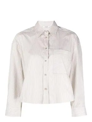 Peserico Long-sleeve Stripe Shirt - Neutrals