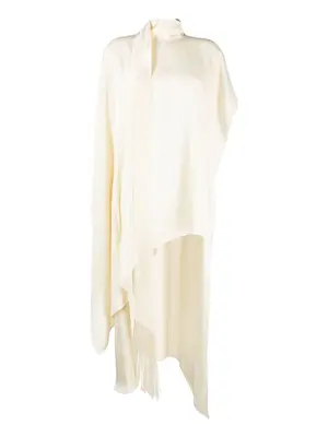 TALLER MARMO Attached-scarf Asymmetric Kaftan Dress - Neutrals