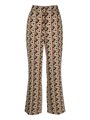 Casablanca Heart-jacquard Virgin-wool Trousers - Brown