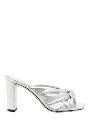 JIMMY CHOO Jimmy Choo 85mm Avenue Metallic Leather Sandals Silver