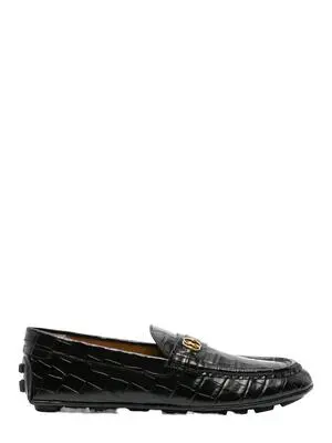 Bally Keeper Embossed Crocodile Leather Loafers - Black