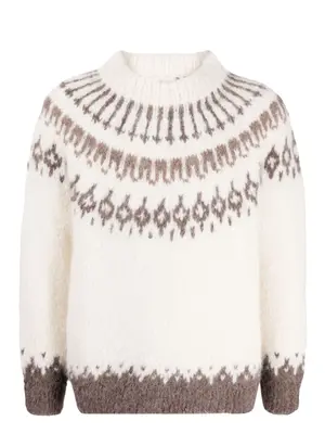 BODE Patterned Intarsia-knit Jumper - White