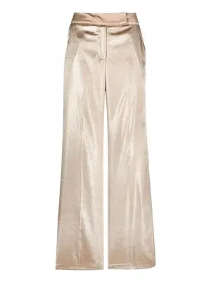 Peserico High-waisted Velvet Palazzo Trousers - Gold