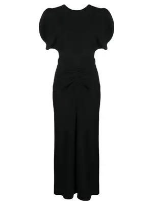 Victoria Beckham Ruched-waist Crepe Midi Dress - Black